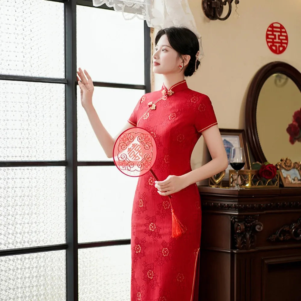 Elegant Red Traditional Chinese Qipao Dress on Luulla